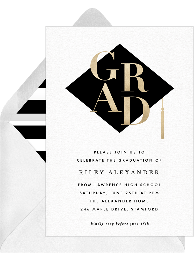 Gold Stack Invitations in Black | Greenvelope.com