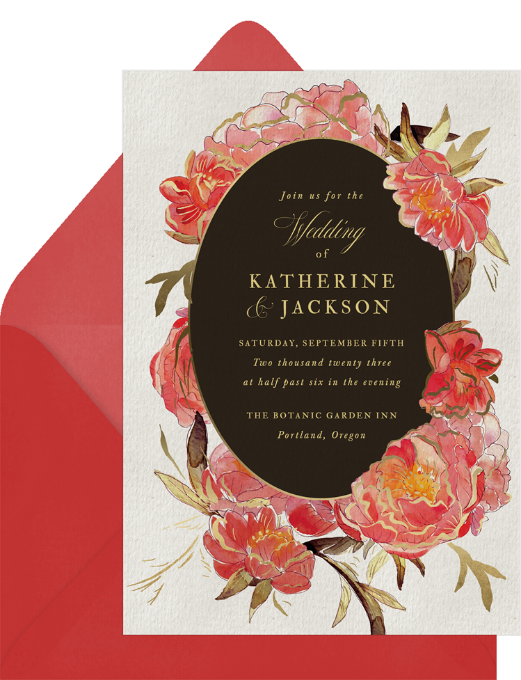 Hand Painted Peonies Invitations | Greenvelope.com