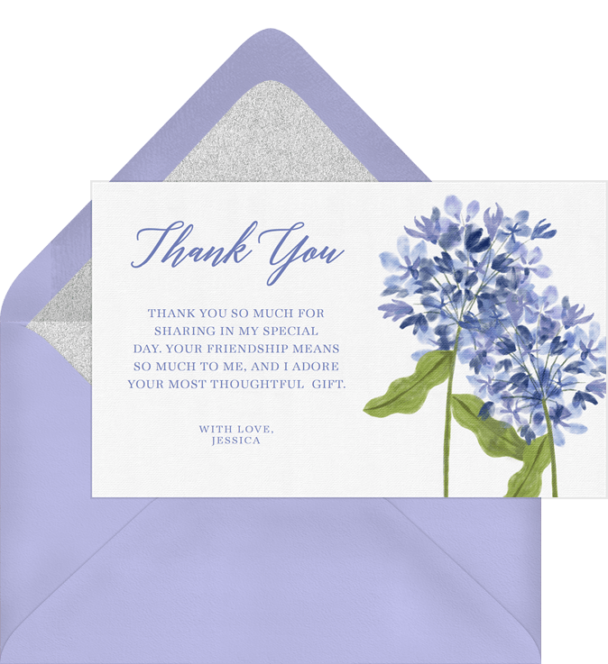 Hand-Painted Hydrangeas Thank You Notes | Greenvelope.com
