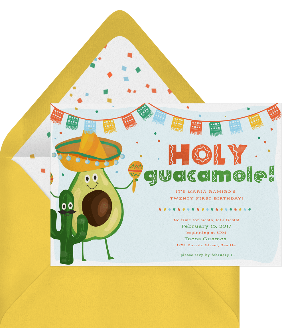 Holy Guacamole! Invitations in Green | Greenvelope.com