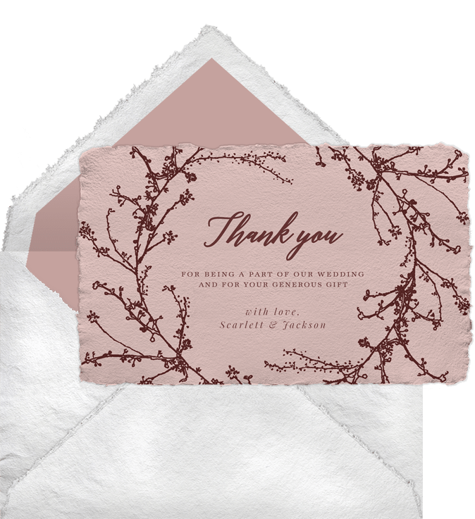 Intricate Budding Wreath Thank You Notes in Creme | Greenvelope.com