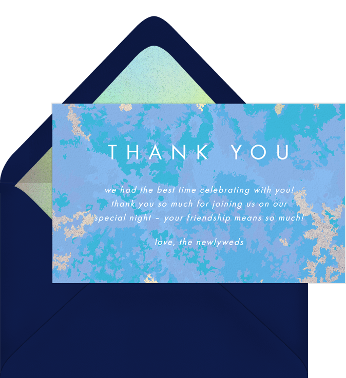 Iridescent Marble Thank You Notes in Black | Greenvelope.com