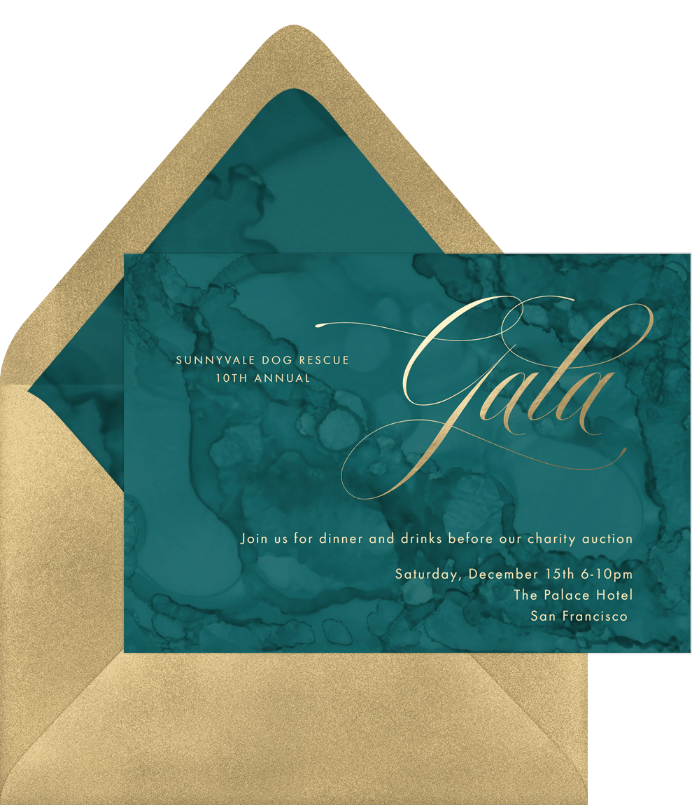 Jewel Tone Marble Invitations in Green | Greenvelope.com