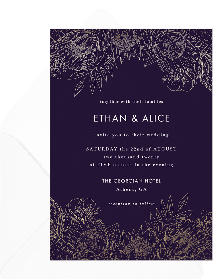 King Protea Invitations in Green | Greenvelope.com