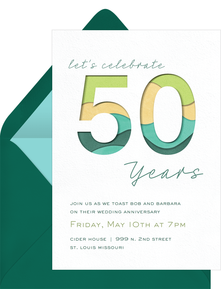 Layered 50 Invitations in Green | Greenvelope.com