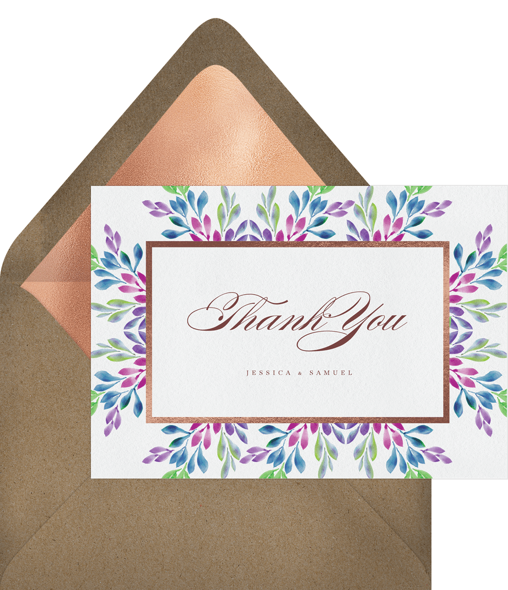 Leafy Border Thank You Notes | Greenvelope.com