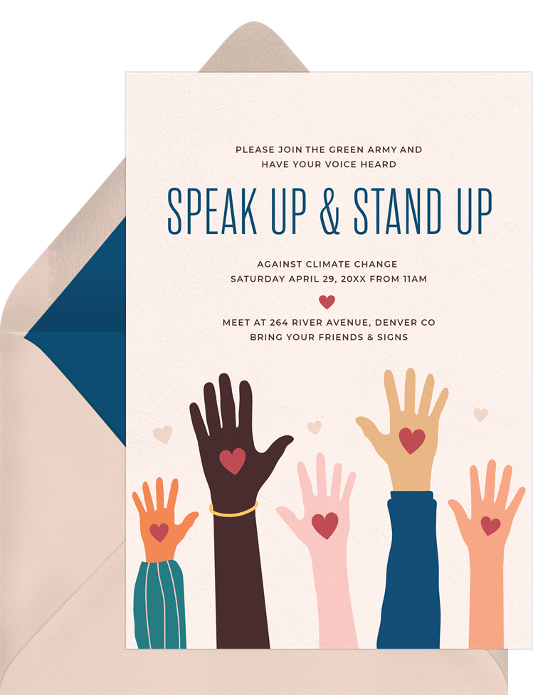 Lend A Hand Invitations in Pink | Greenvelope.com