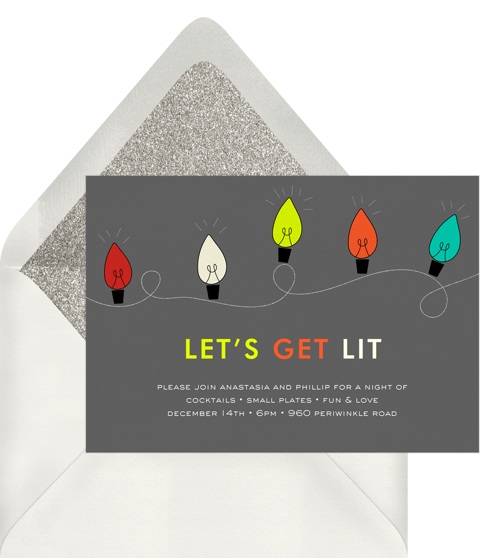 Let's Get Lit Invitations in Grey | Greenvelope.com