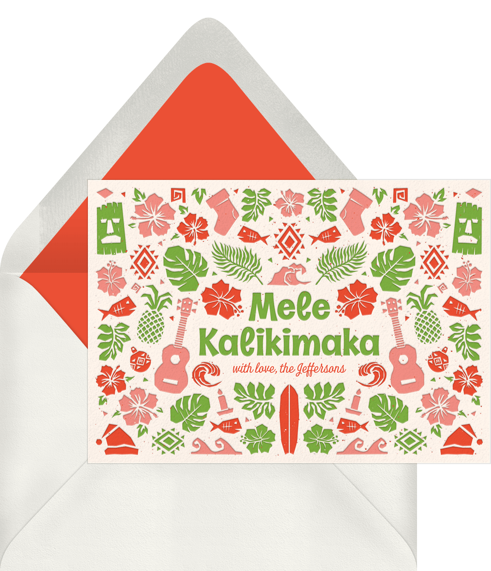 Letterpress Mele Kalikimaka Cards | Greenvelope.com Letterpress Mele Kalikimaka Cards | Greenvelope.com