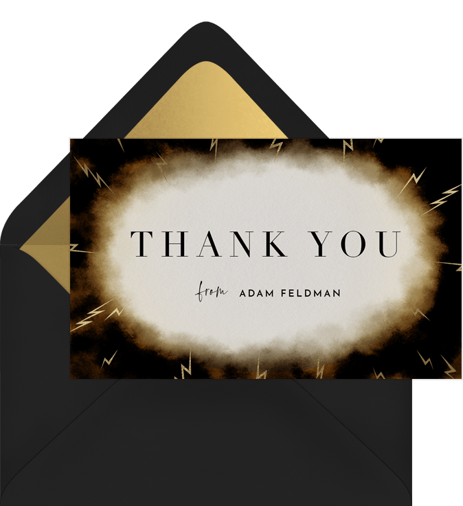 Lightning Bolt Border Thank You Notes | Greenvelope.com