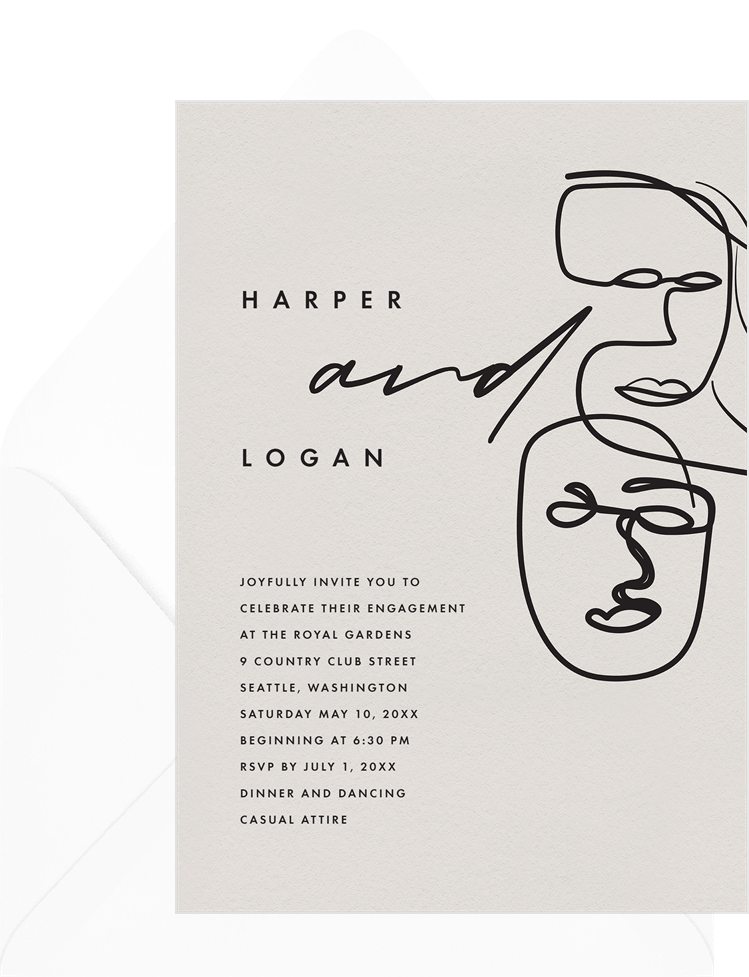 Linework Couple Invitations | Greenvelope.com