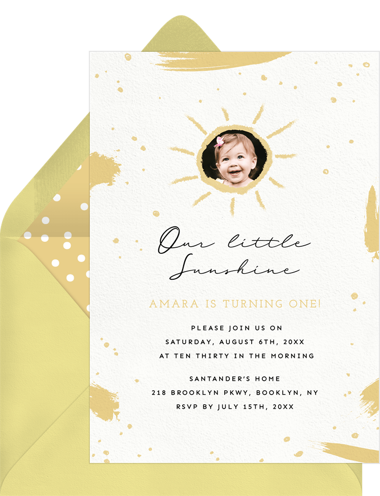Little Sunshine Rays Invitations | Greenvelope.com
