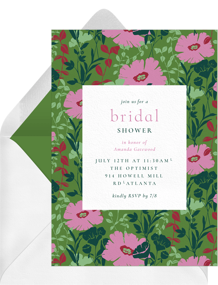 Lush Floral Pattern Invitations in Green | Greenvelope.com