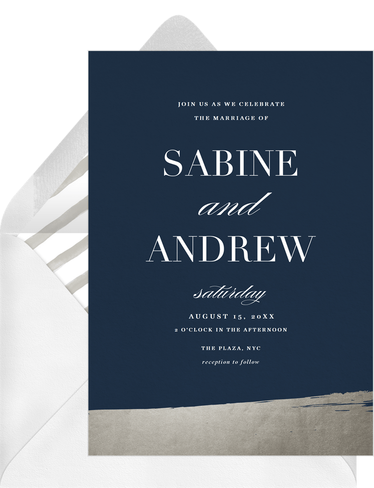 Metallic Brush Stroke Invitations | Greenvelope.com