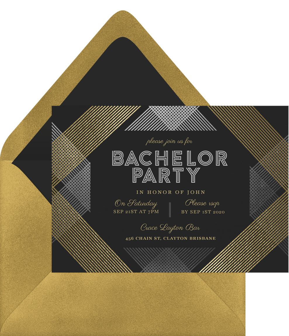 Indian Invitations Metallic Criss Cross Silver Bachelor Party ...