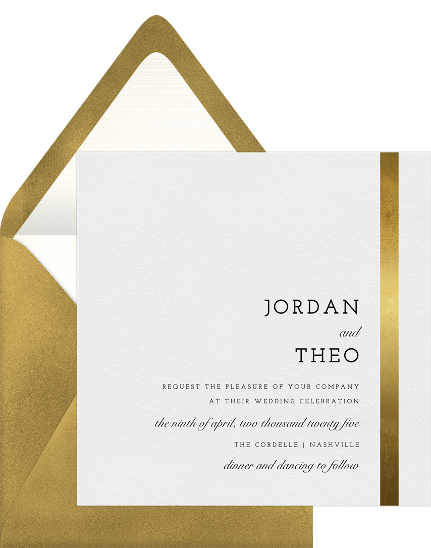 Minimalist Gold Band Invitations | Greenvelope.com