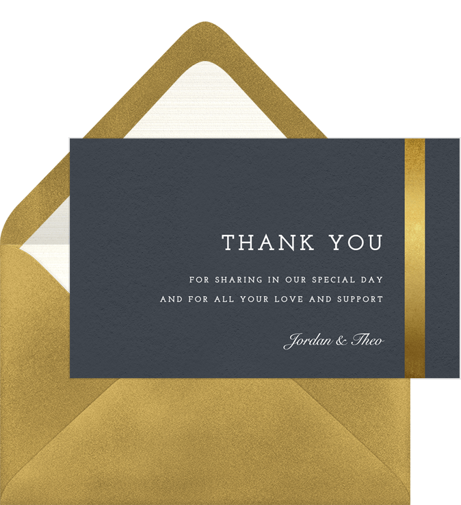 Minimalist Gold Band Thank You Notes | Greenvelope.com