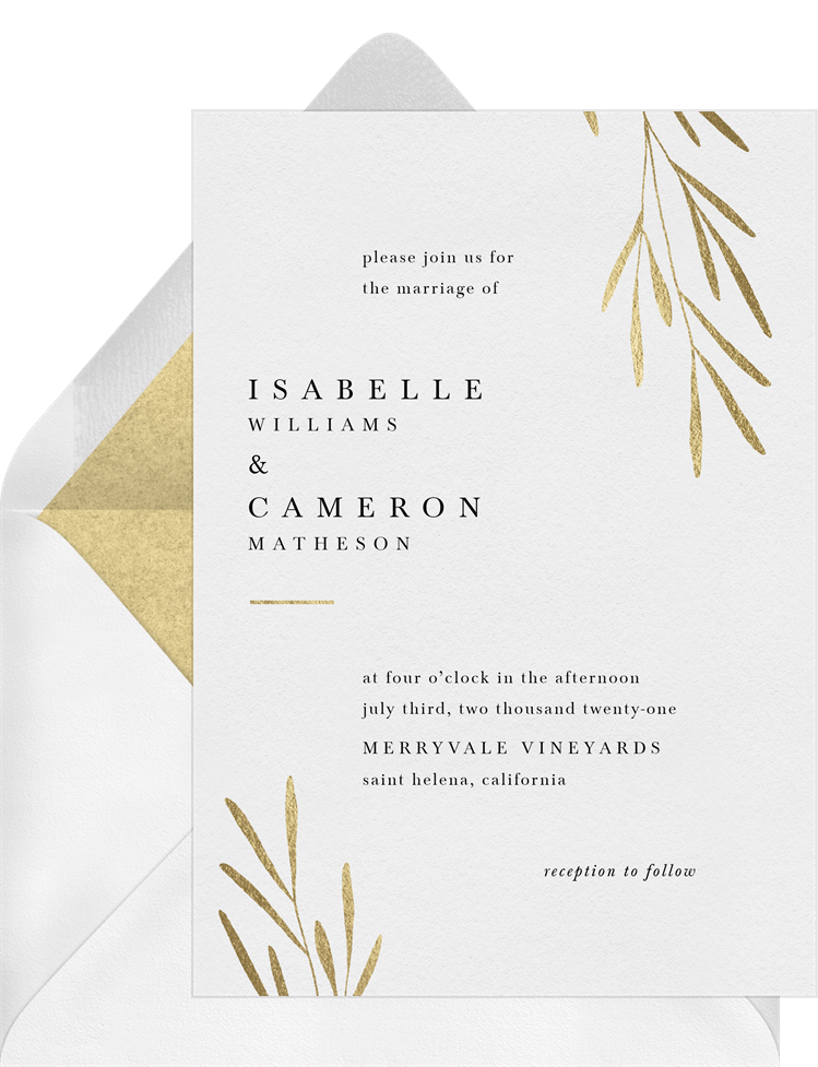 Minimalist Leaves Invitations in Grey | Greenvelope.com