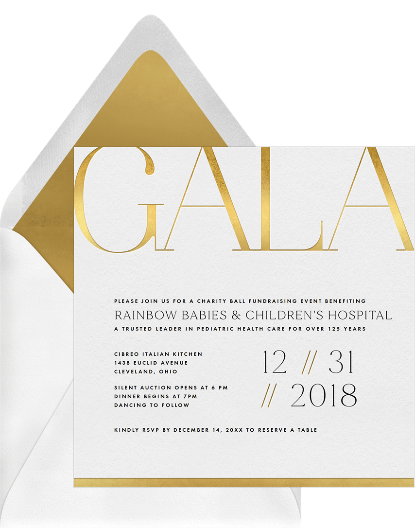 Modern Gala Invitations in White | Greenvelope.com