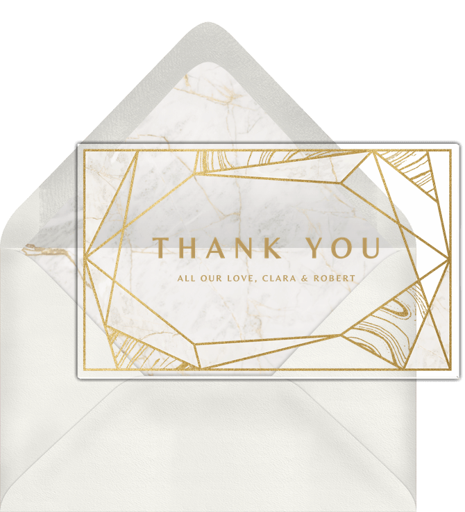 Modern Geo Thank You Notes in Gold | Greenvelope.com