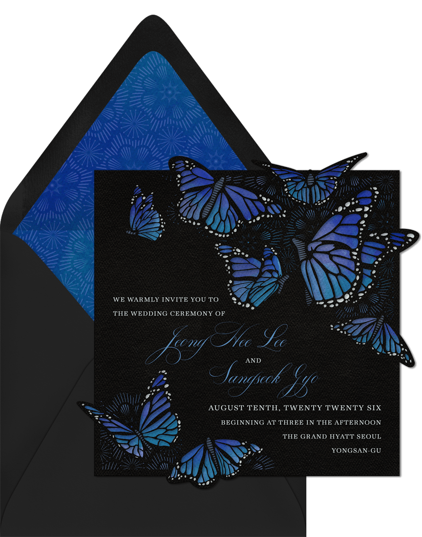 Monarch's Tale Invitations in Blue | Greenvelope.com