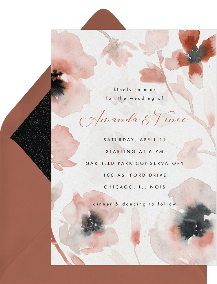 Monochromatic Florals Invitations | Greenvelope.com