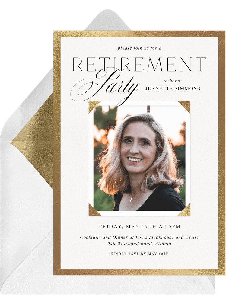 Next Chapter Invitations in Gold | Greenvelope.com