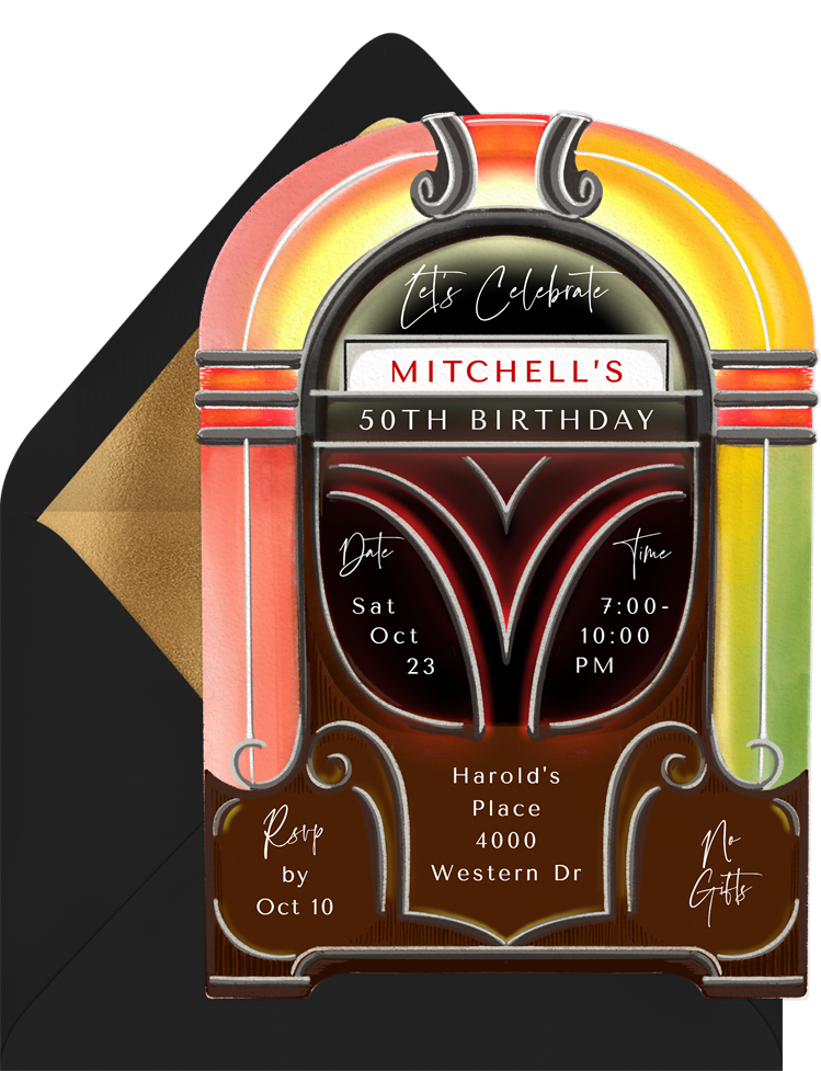 Old Fashioned Jukebox Invitations | Greenvelope.com