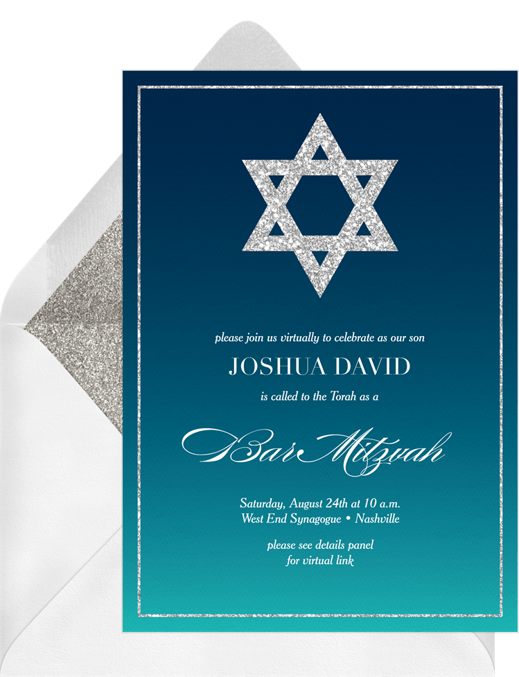 Ombre Silver Star Invitations | Greenvelope.com