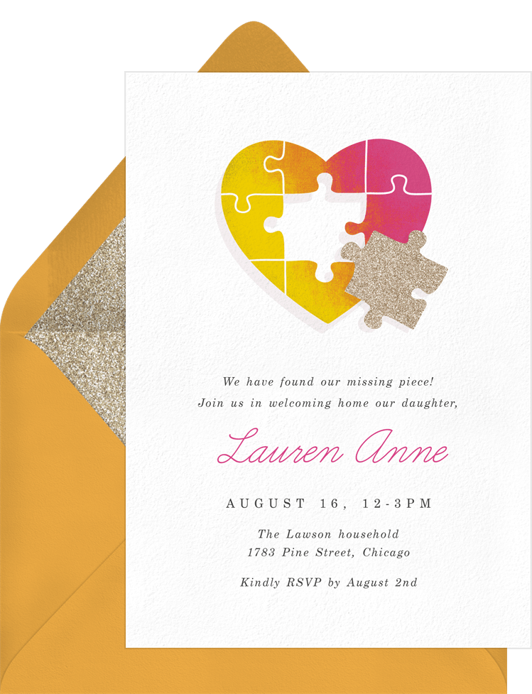 Our Missing Piece Invitations | Greenvelope.com