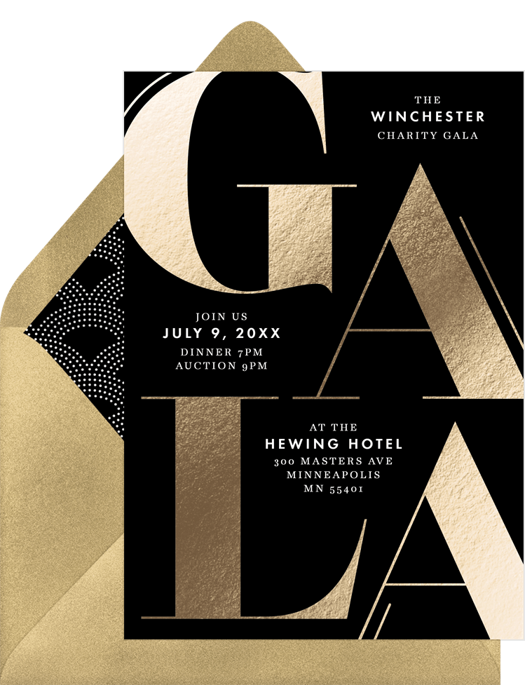 Oversized Gala Invitations in Black | Greenvelope.com
