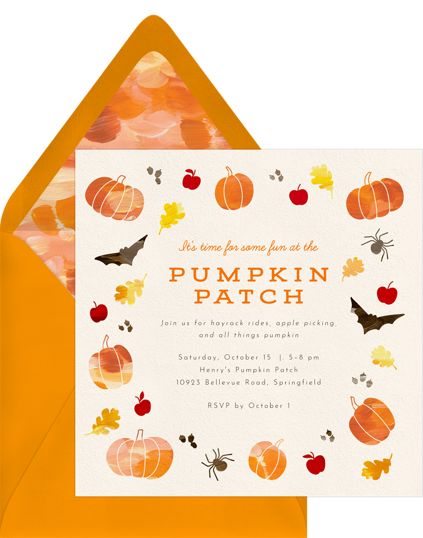 Painted Pumpkin Patch Invitations in Black | Greenvelope.com