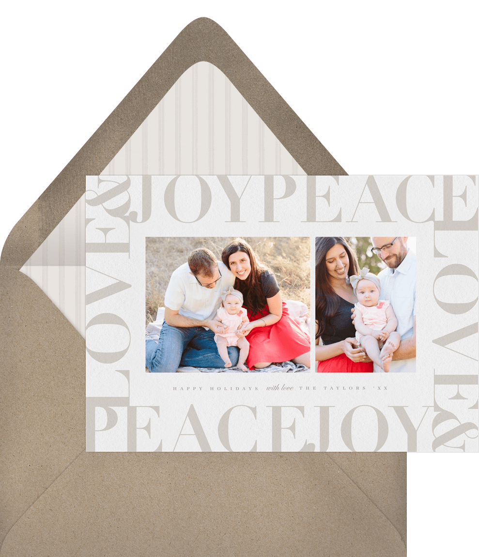 Peace Love Joy Border Cards | Greenvelope.com