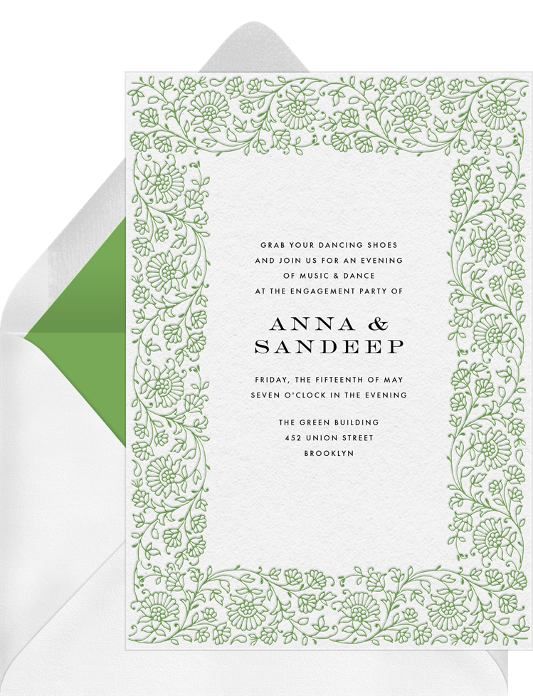 Perfect Floral Border Invitations in Green | Greenvelope.com