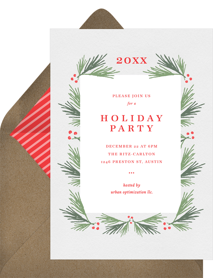 Pine Foliage Invitations in White | Greenvelope.com