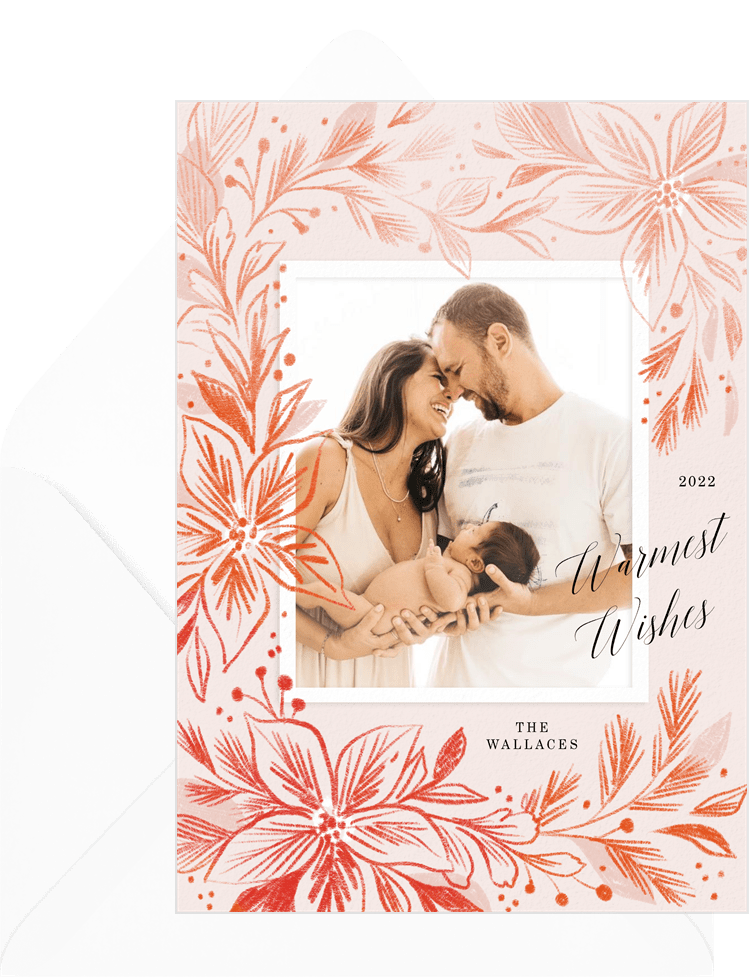 Poinsettia Sketch Cards | Greenvelope.com