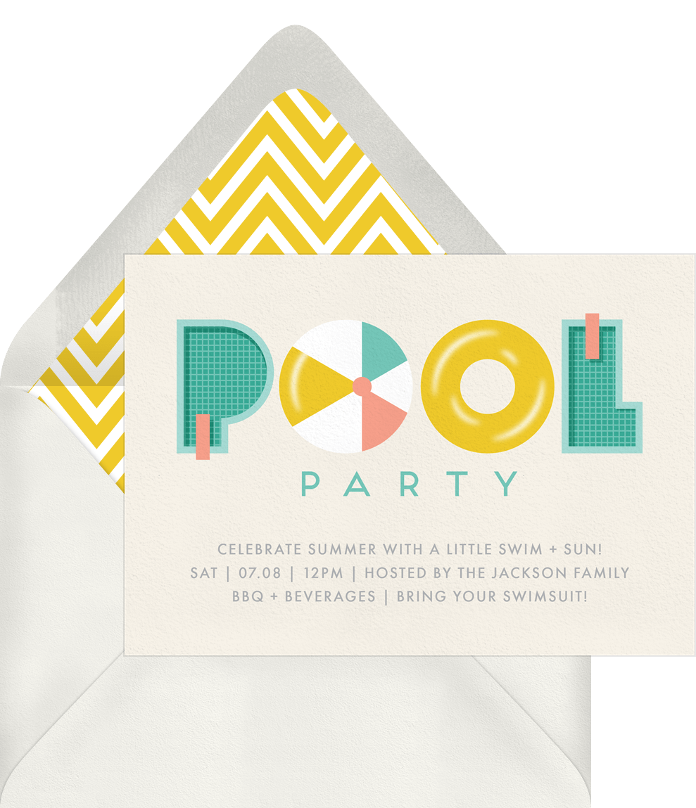 Classic Pool Party Invitations | Greenvelope.com