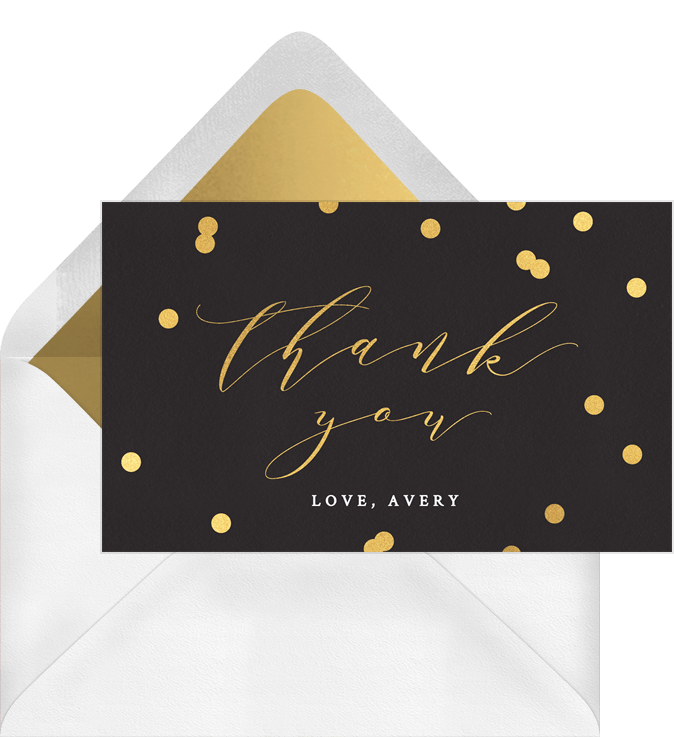 Rustic Thank You Notes Posh Confetti Black Bachelorette Party ...