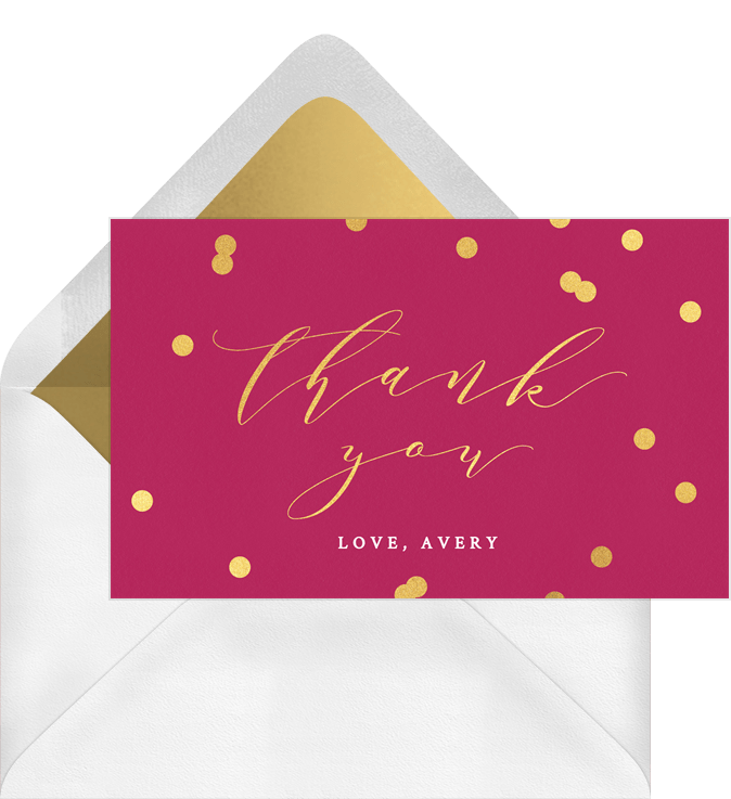 Modern Thank You Notes Posh Confetti Black Bachelorette Party ...