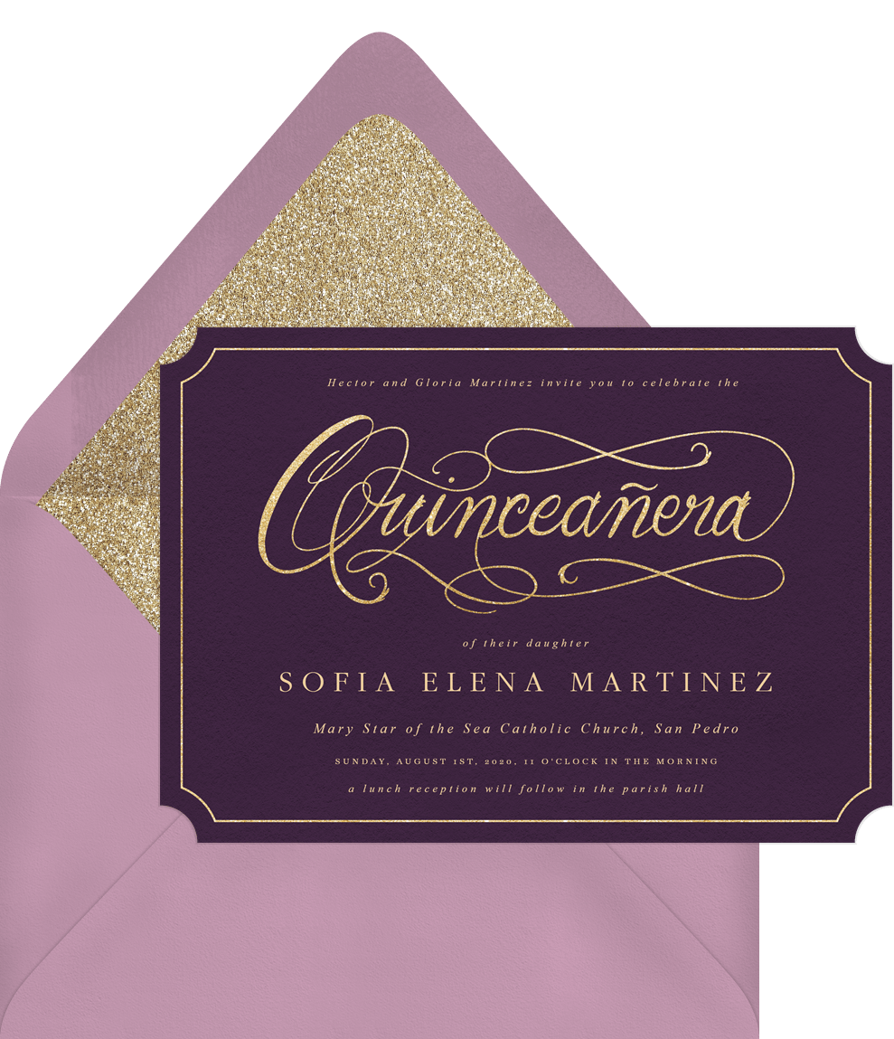 Quinceañera Script Invitations | Greenvelope.com