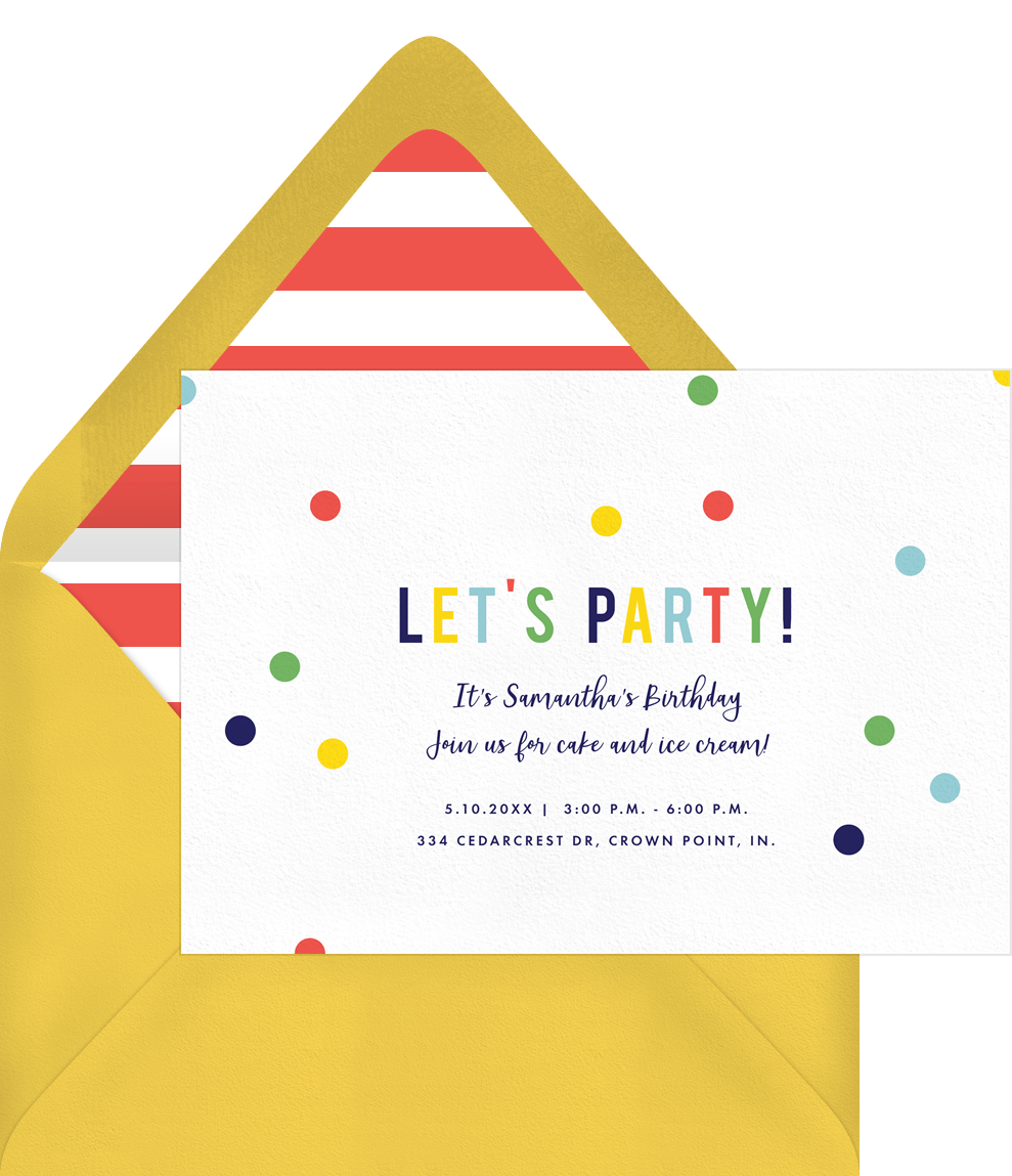 Rainbow Confetti Invitations | Greenvelope.com