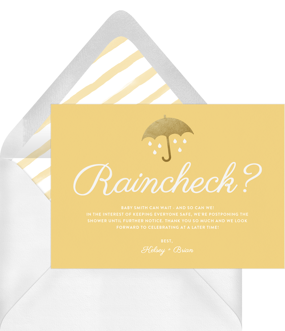 Raincheck Announcements | Greenvelope.com