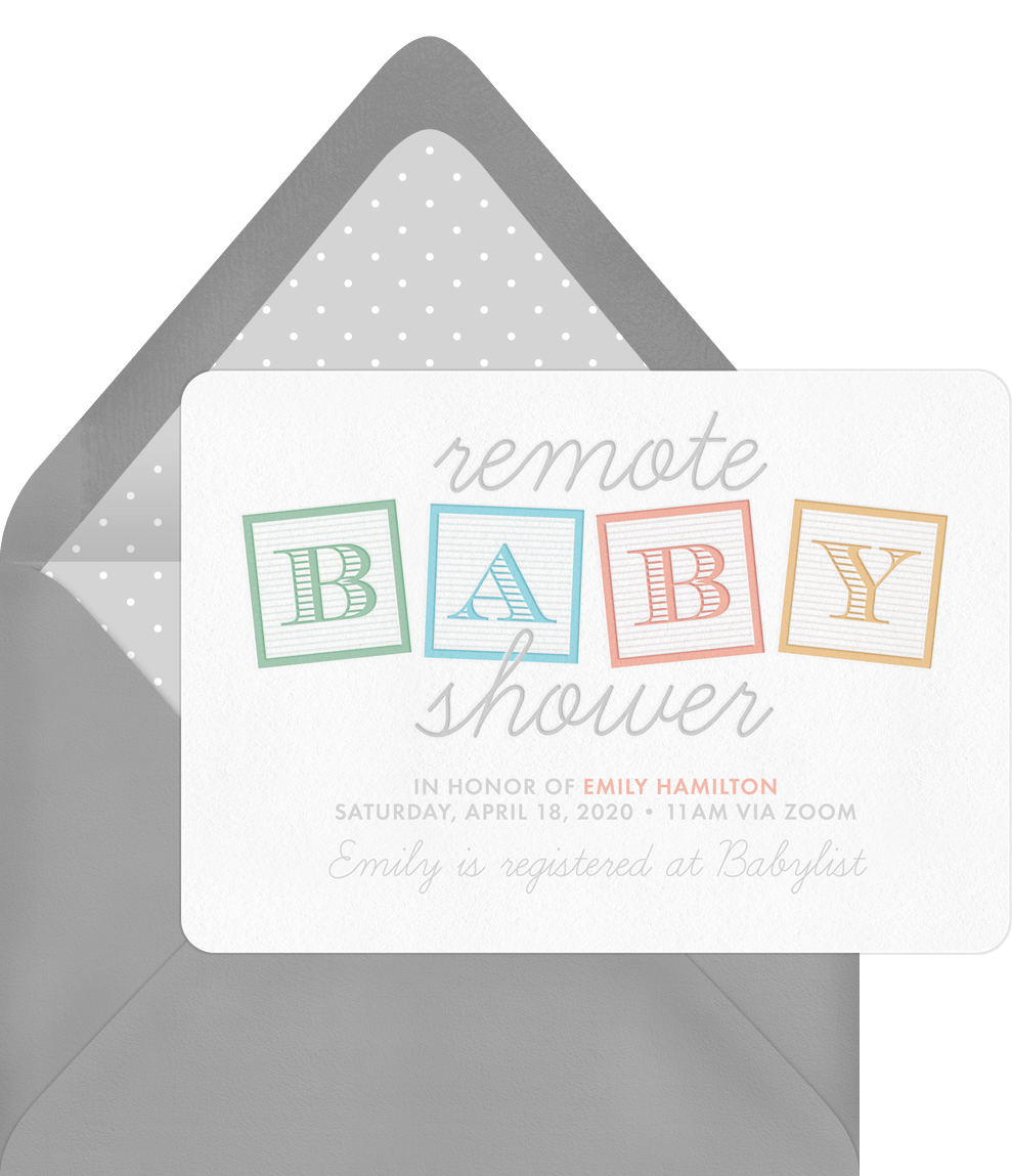 Remote Baby Blocks Invitations | Greenvelope.com