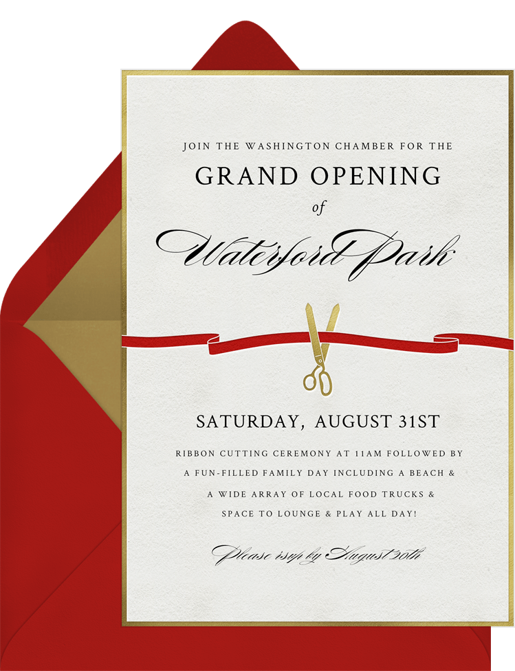 Grand Opening Red Ribbon Cutting Ceremony Invitation 