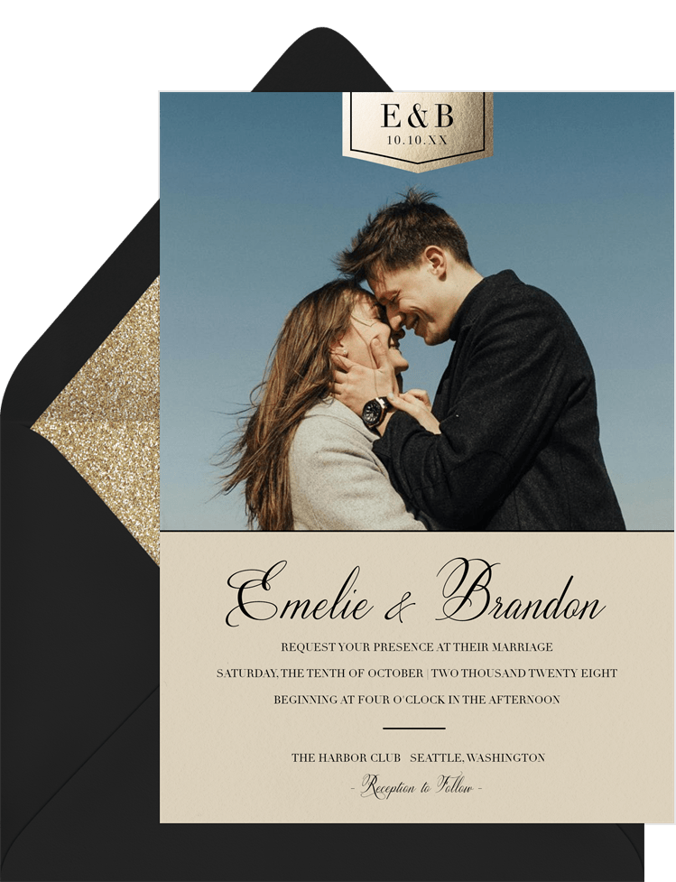 Ribbon Monogram Invitations | Greenvelope.com