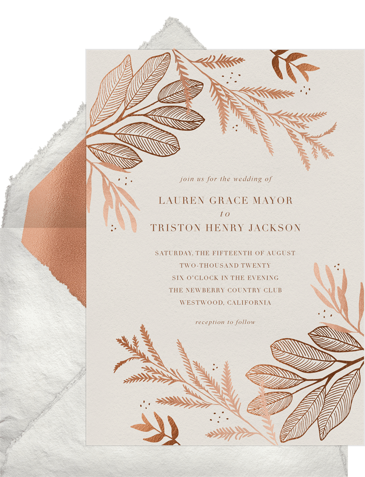 Romantic Guilded Leaves Invitations | Greenvelope.com