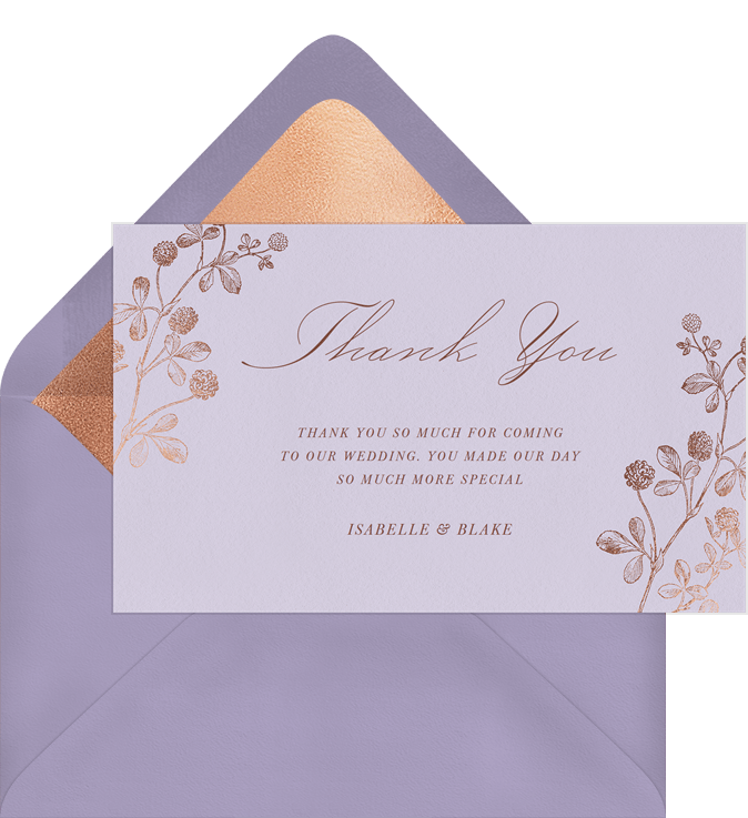 Rose Gold Clover Thank You Notes | Greenvelope.com
