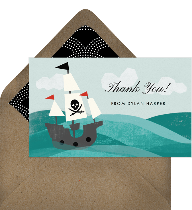 Sailing Pirate Ship Thank You Notes | Greenvelope.com