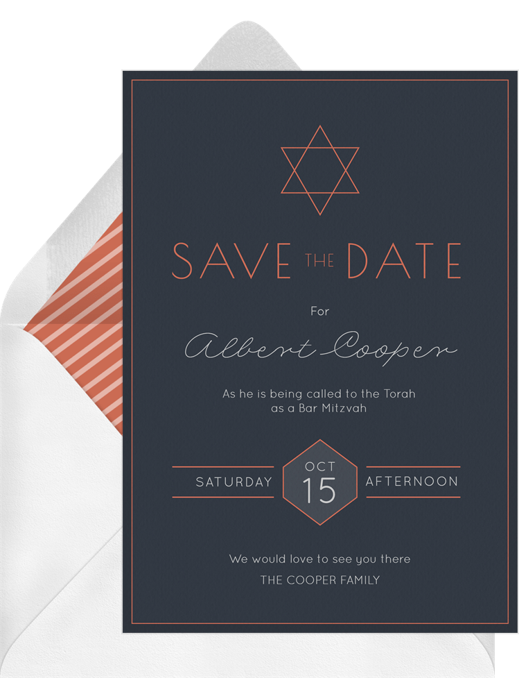 Simple Bar Mitzvah Save The Dates Greenvelope