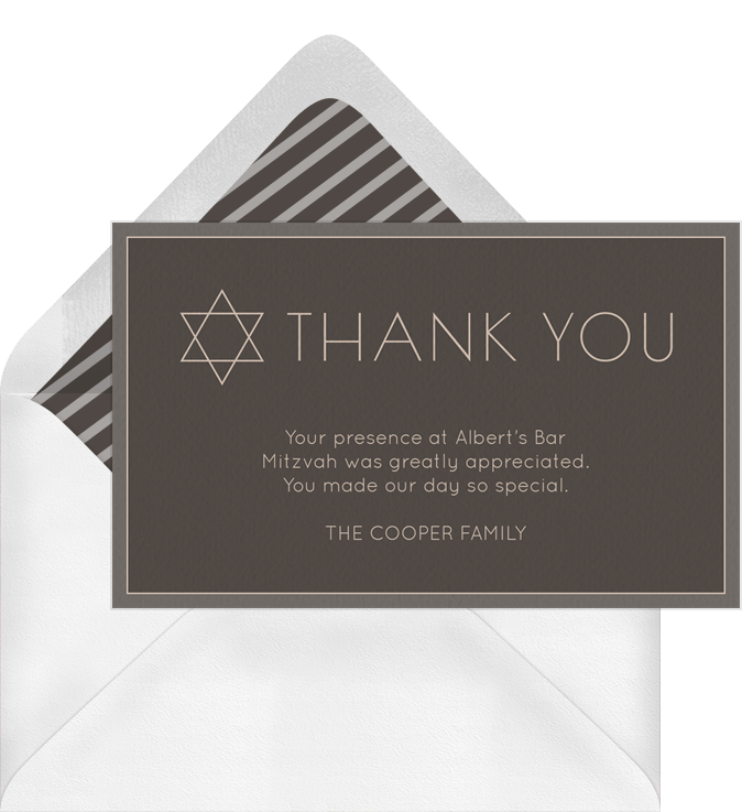 Simple Bar Mitzvah Thank You Notes in White | Greenvelope.com